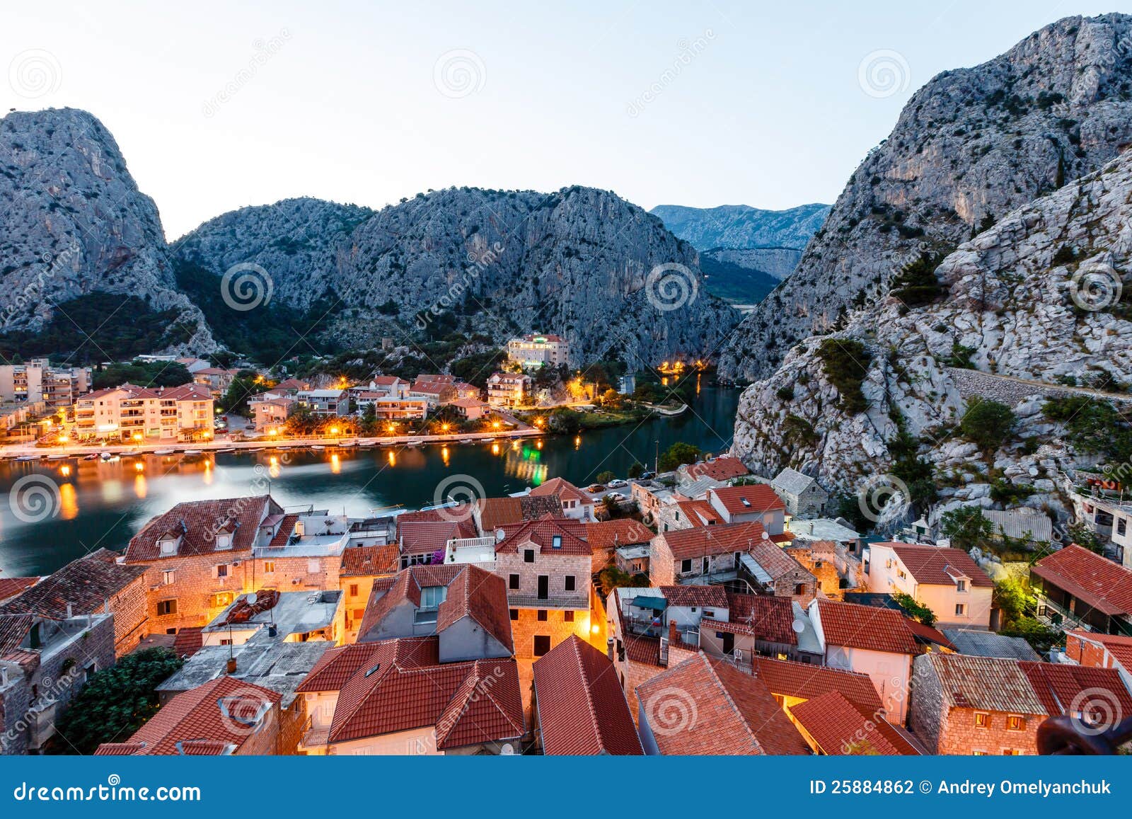 Aerial View On Illuminated Town Of Omis Stock Photography - Image: 25884862 Aerial View On Illuminated Town Of Omis Stock Photography - Image: 25884862