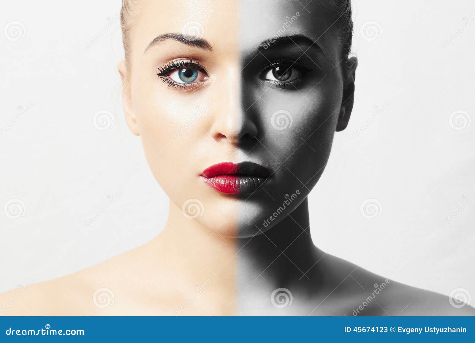 Beau Visage De Jeune Femme Fille Blonde Modèle Pur De Beauté Verticale