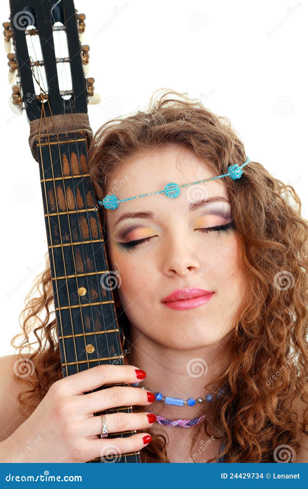 Beautiful Girl Holding Guitar Stock Images Image 24429734