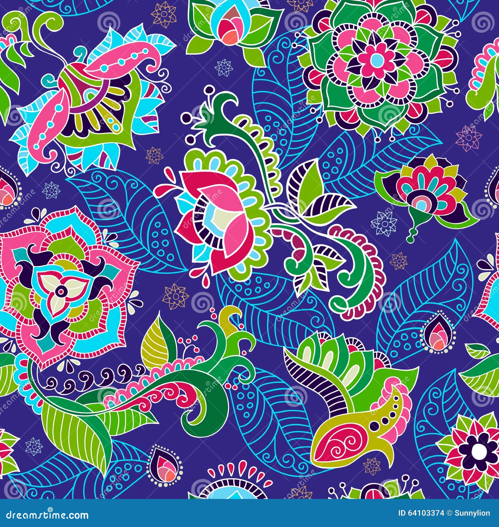 Bright Seamless Pattern In Paisley Style Stock Vector Image 64103374