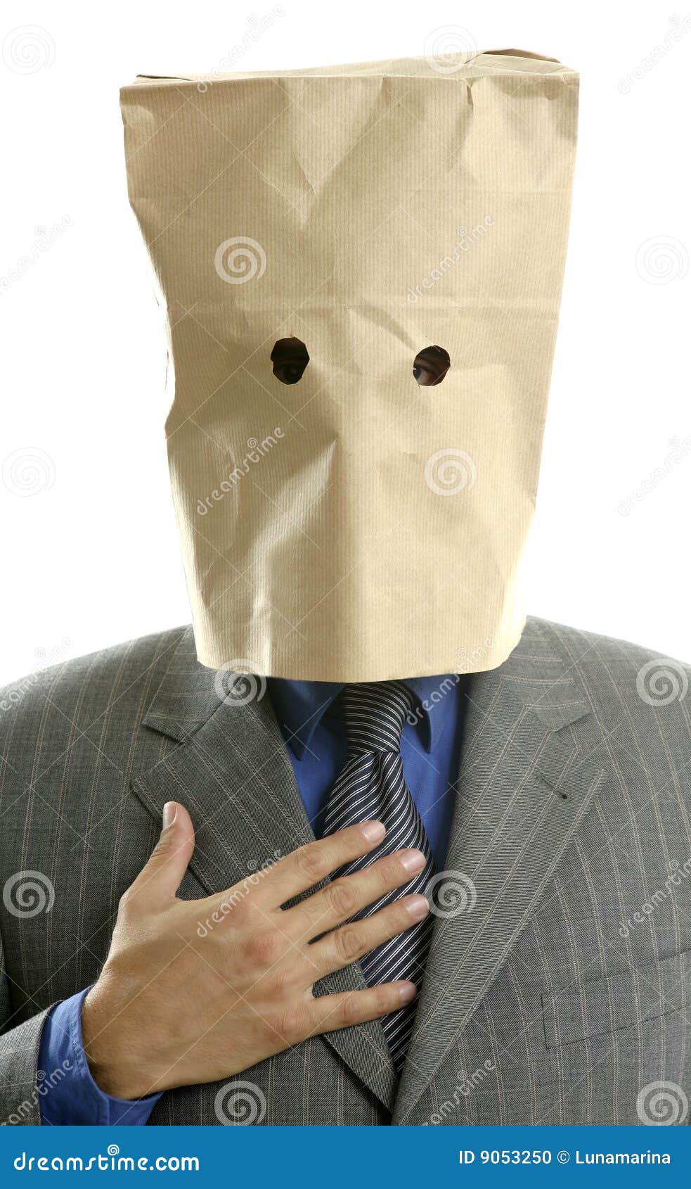 Businessman With Paper Bag In Head Stock Photo - Image: 9053250 Businessman With Paper Bag In Head Stock Photo - Image: 9053250