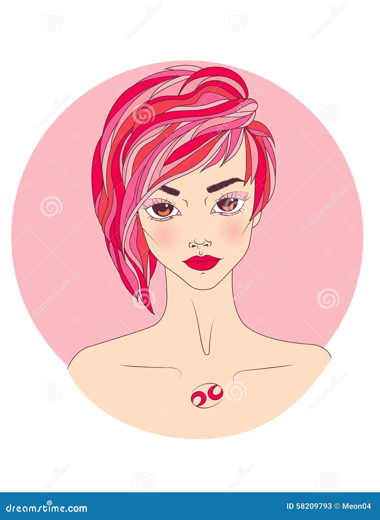 Cancer Zodiac Sign As A Beautiful Girl Stock Vector Image 58209793