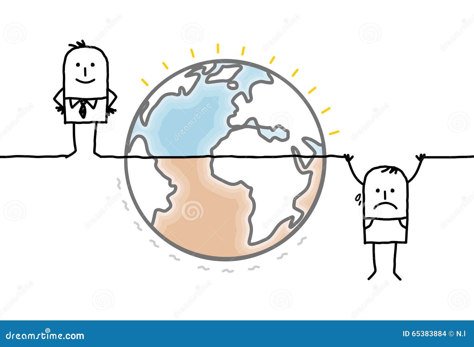 Cartoon Earth And Humans Divided Into Two Unequal Parts Stock Vector ... Cartoon Earth And Humans Divided Into Two Unequal Parts Stock Vector ...