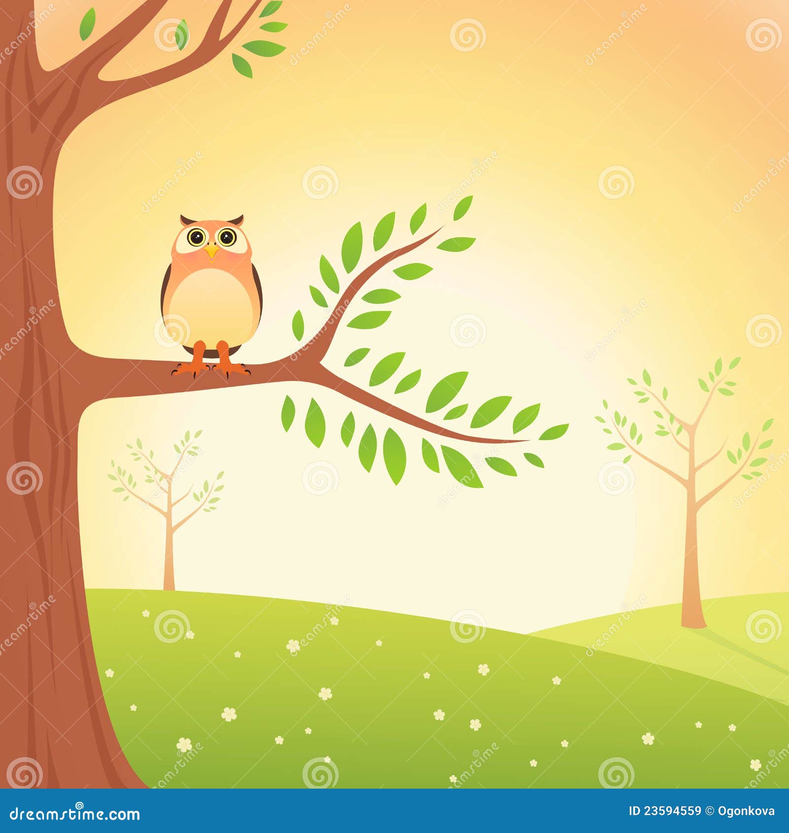 Cartoon Owl On The Tree Royalty Free Stock Images - Image: 23594559 Cartoon Owl On The Tree Royalty Free Stock Images - Image: 23594559