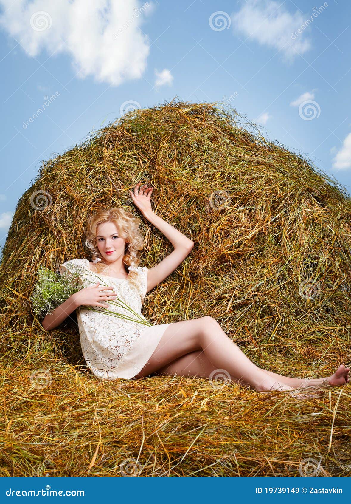 Country Girl On Hay Royalty Free Stock Images Image 19739149