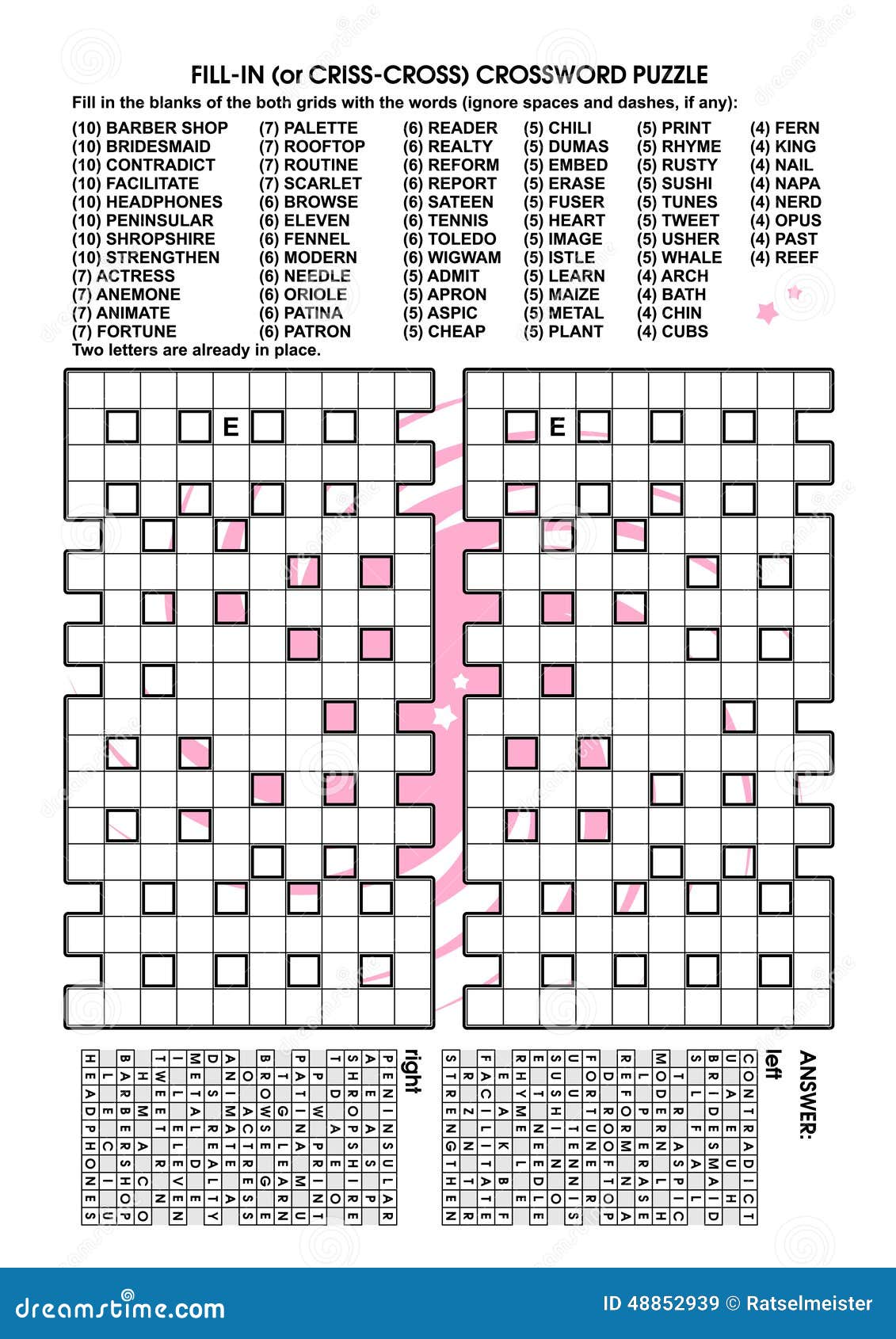 Criss Cross Word Puzzle Stock Vector Image 48852939