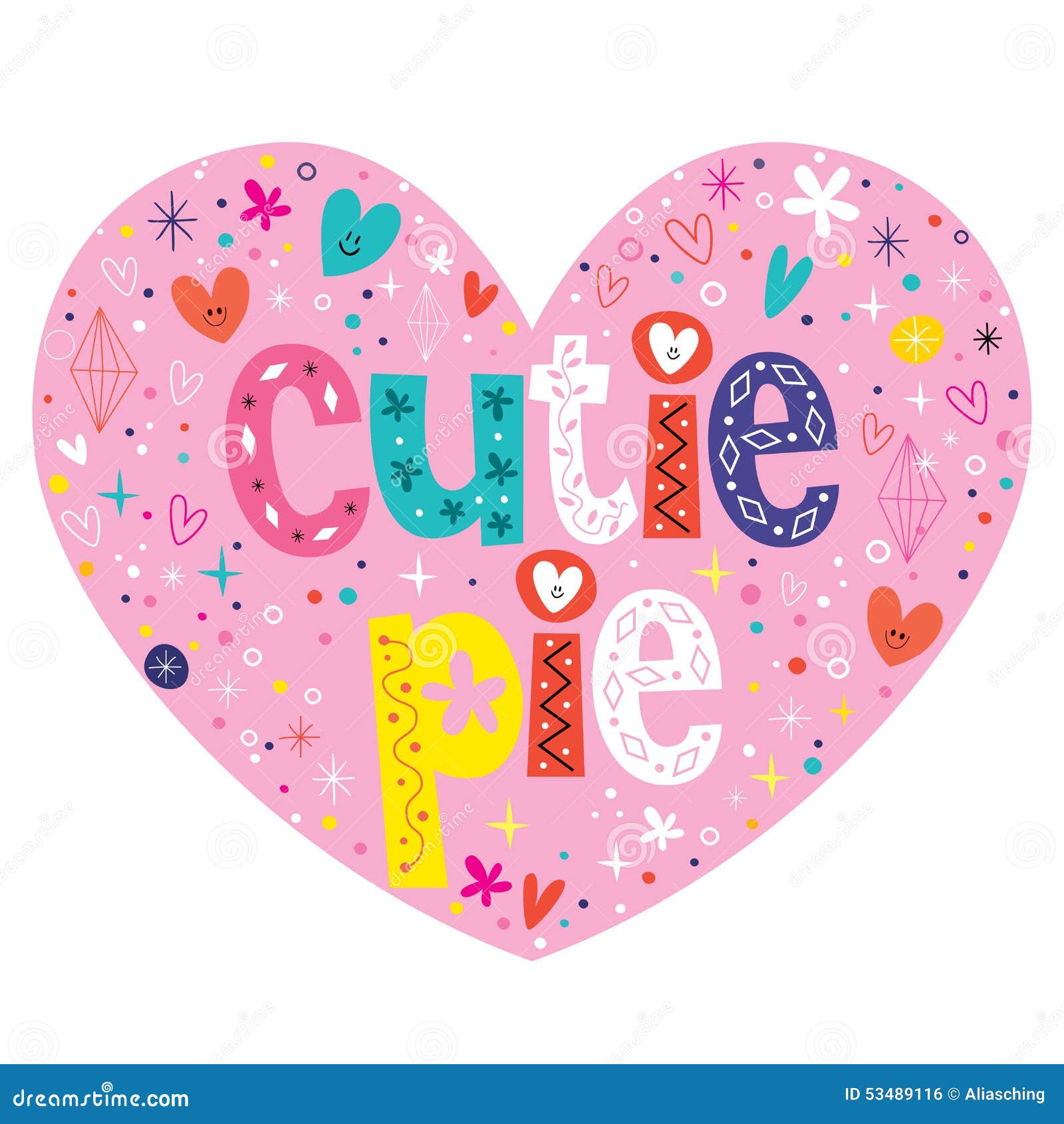 Cutie Pie Heart Shaped Lettering Design Stock Vector Image 53489116
