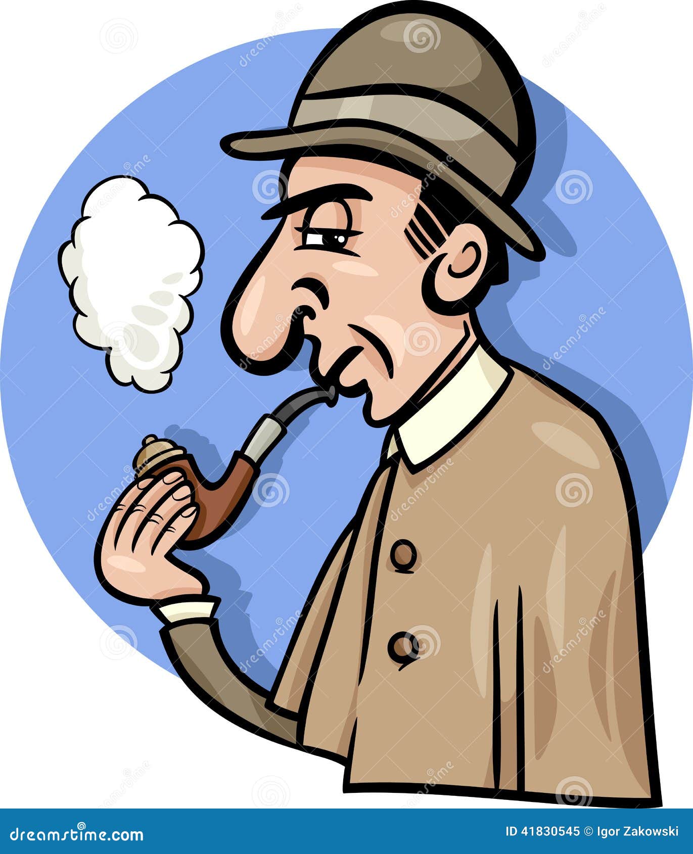 Detective With Pipe Cartoon Illustration Stock Vector - Image: 41830545 Detective With Pipe Cartoon Illustration Stock Vector - Image: 41830545