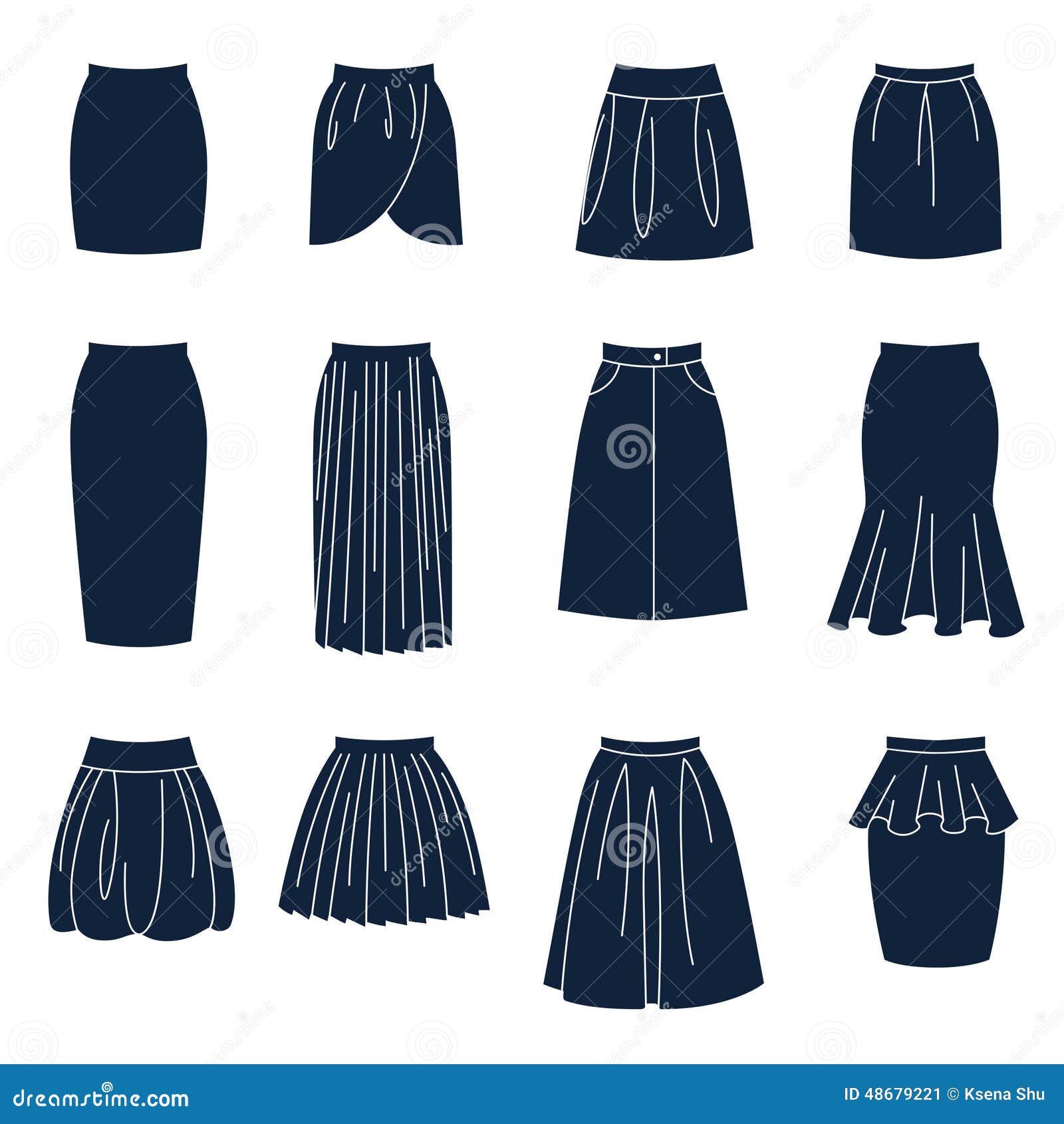Different Types Of Women Skirts Stock Vector Image 48679221
