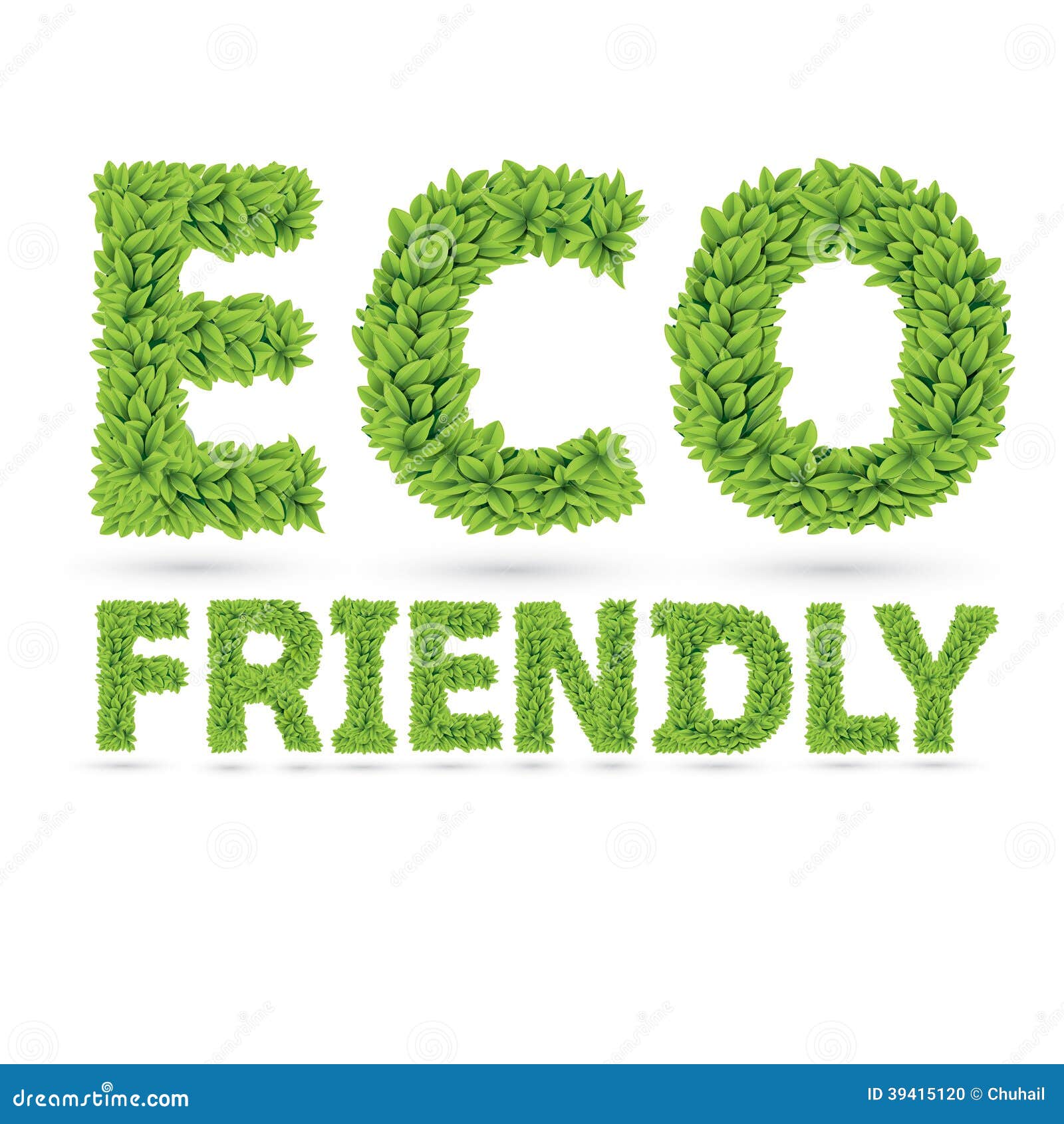 Eco Friendly Text Of Green Leaves Stock Vector Image 39415120