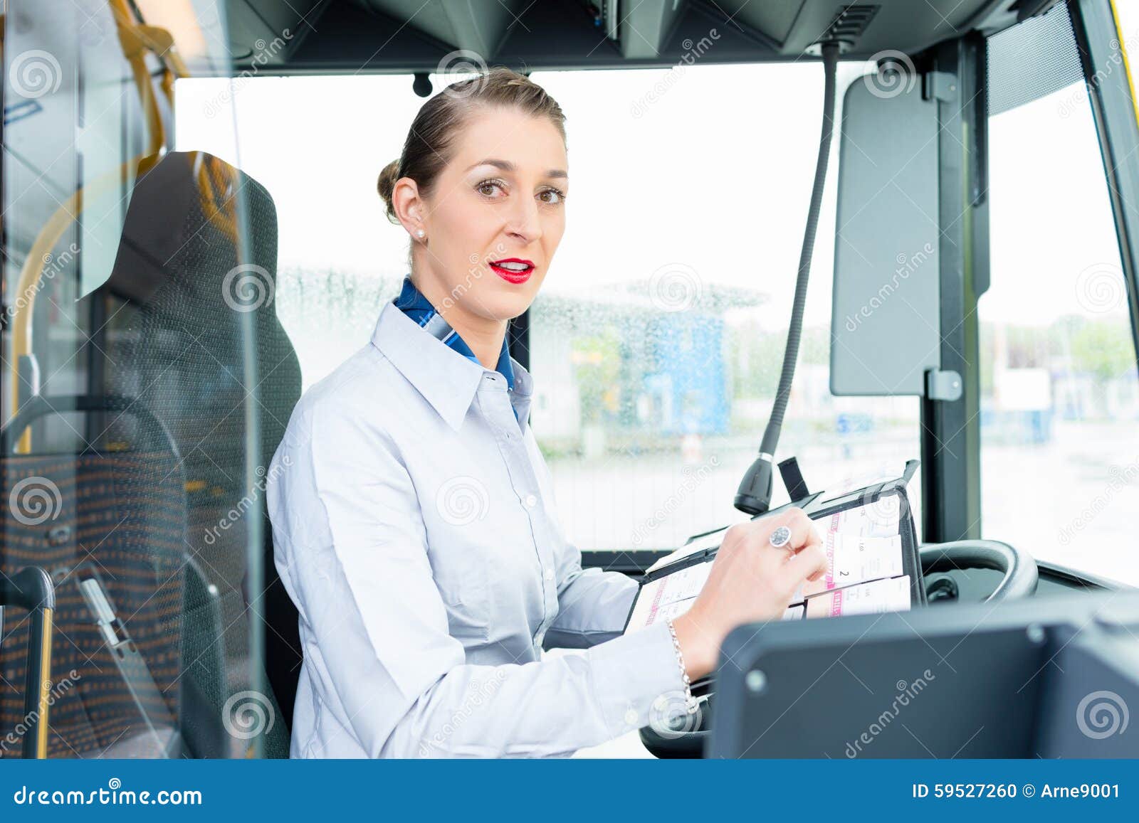 Female Bus Driver In Drivers Seat Stock Photo - Image: 59527260 Female Bus Driver In Drivers Seat Stock Photo - Image: 59527260