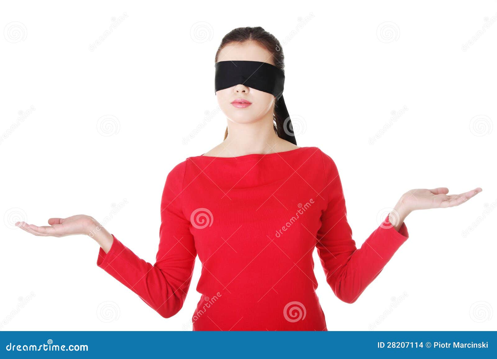 Femme Les Yeux Bandés Présent Lespace De Copie Images Stock Image