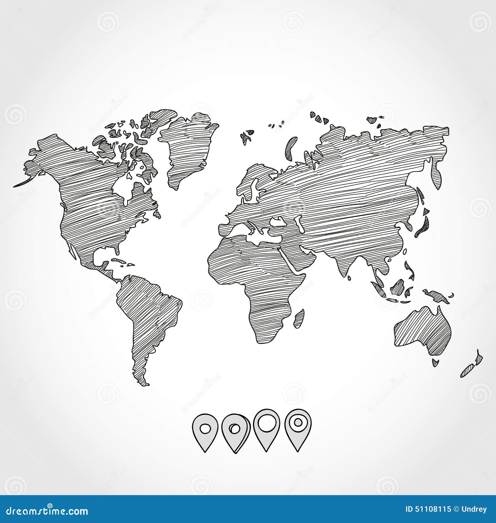 Hand Drawn Doodle Sketch Political World Map And Stock Vector Image