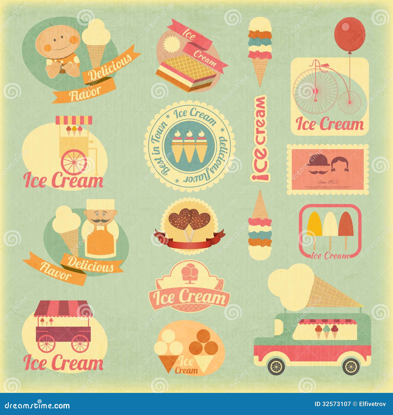 Ice Cream Retro Labels Royalty Free Stock Photography - Image: 32573107 Ice Cream Retro Labels Royalty Free Stock Photography - Image: 32573107