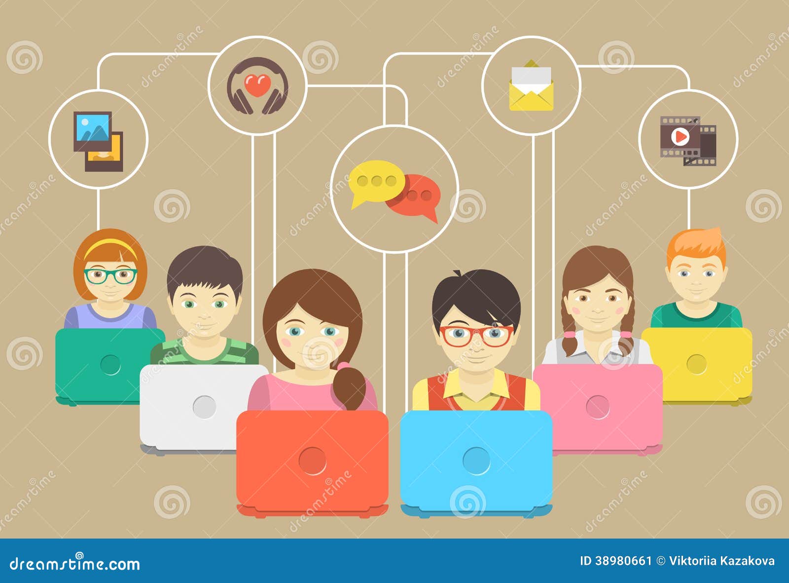 Kids And Social Networking Stock Vector - Image: 38980661 Kids And Social Networking Stock Vector - Image: 38980661
