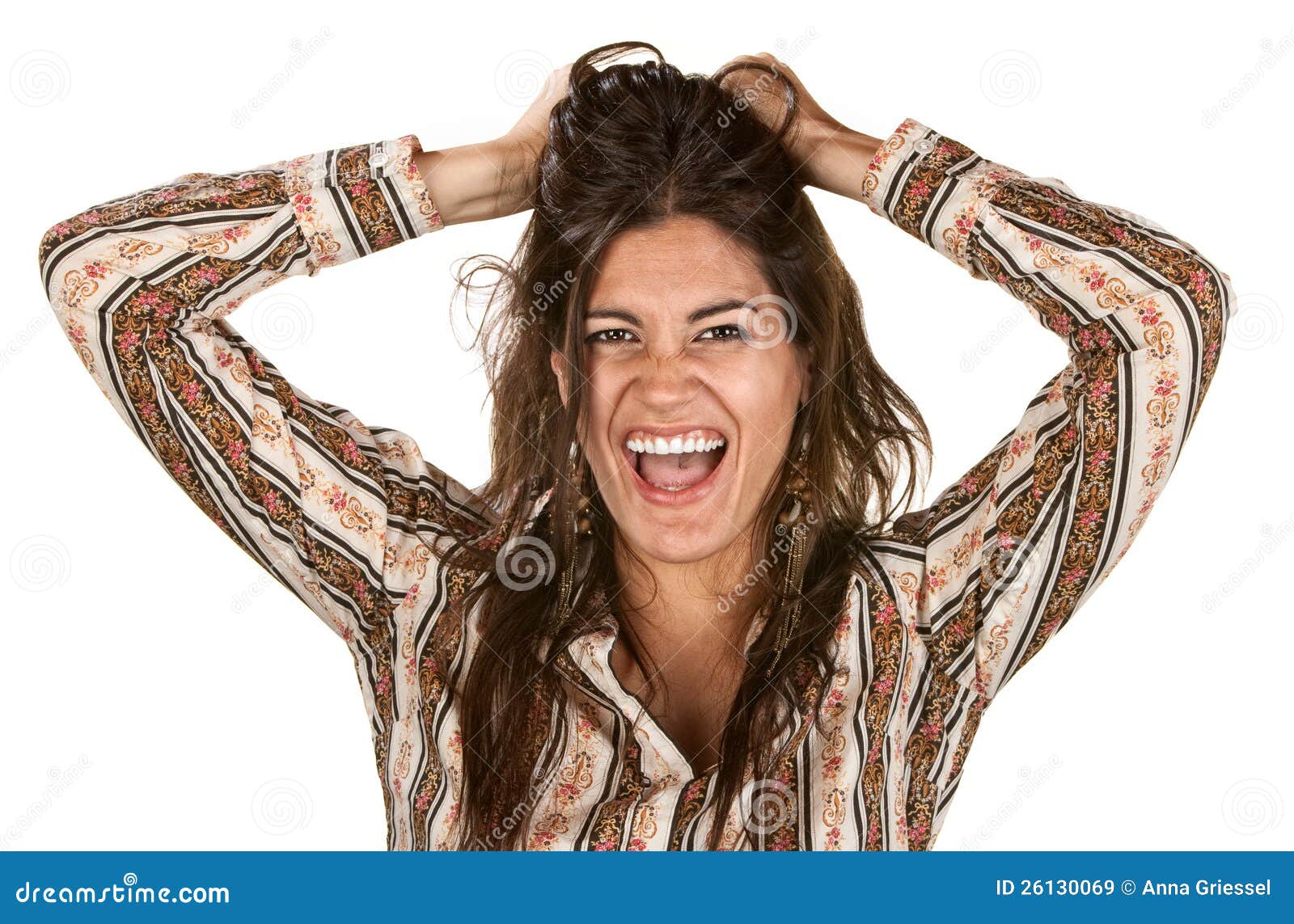 Laughing Woman With Messy Hair Royalty Free Stock Images Image 26130069