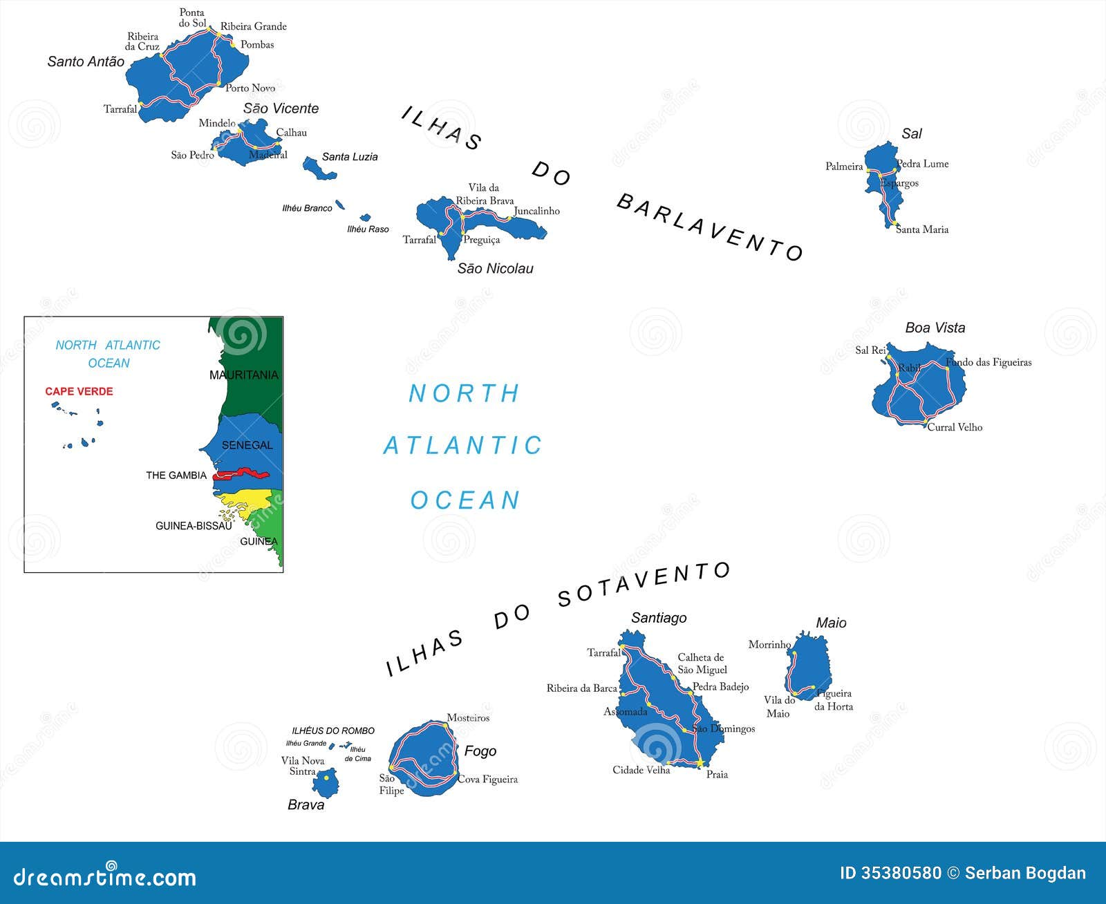 Mapa Das Ilhas De Cabo Verde Foto de Stock - Imagem: 35380580 Mapa Das Ilhas De Cabo Verde Foto de Stock - Imagem: 35380580