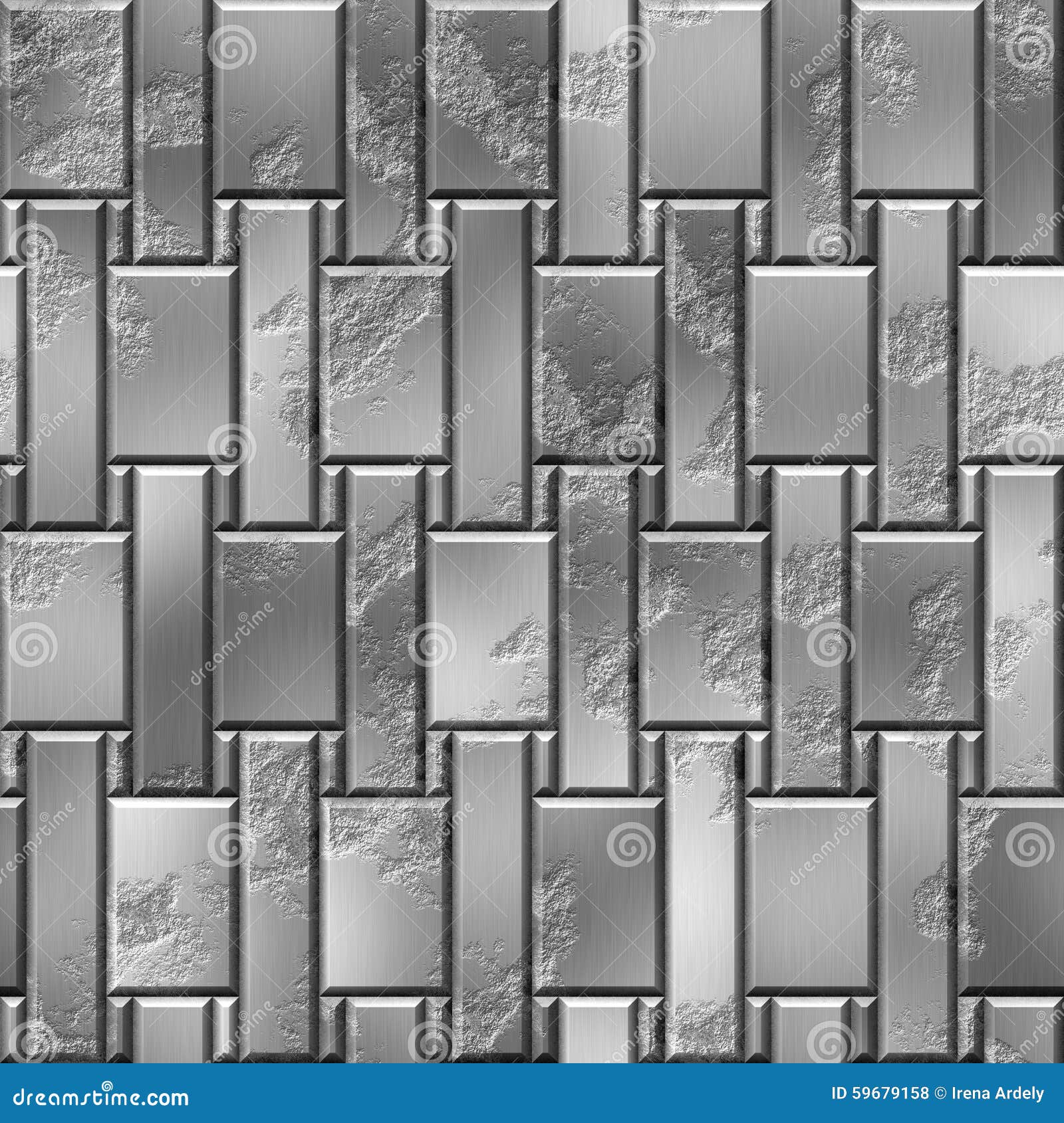 Metal Panels Seamless Pattern Texture Background With Scratchy Rectangles Stock Illustration