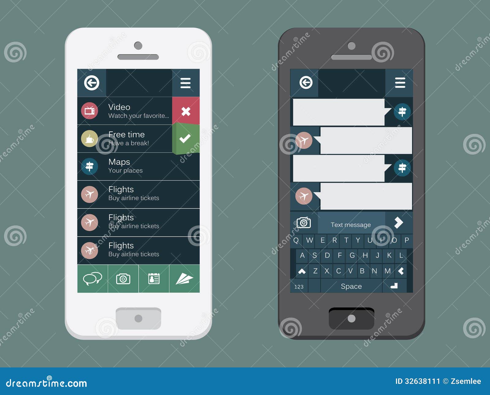Mobile Phone With Flat User Interface Stock Image - Image: 32638111 Mobile Phone With Flat User Interface Stock Image - Image: 32638111