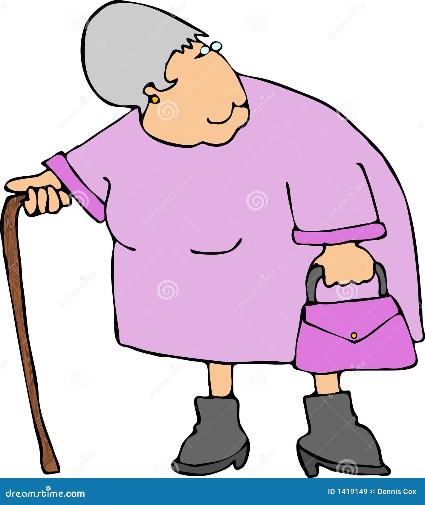 Old Woman With A Cane Royalty Free Stock Images Image 1419149