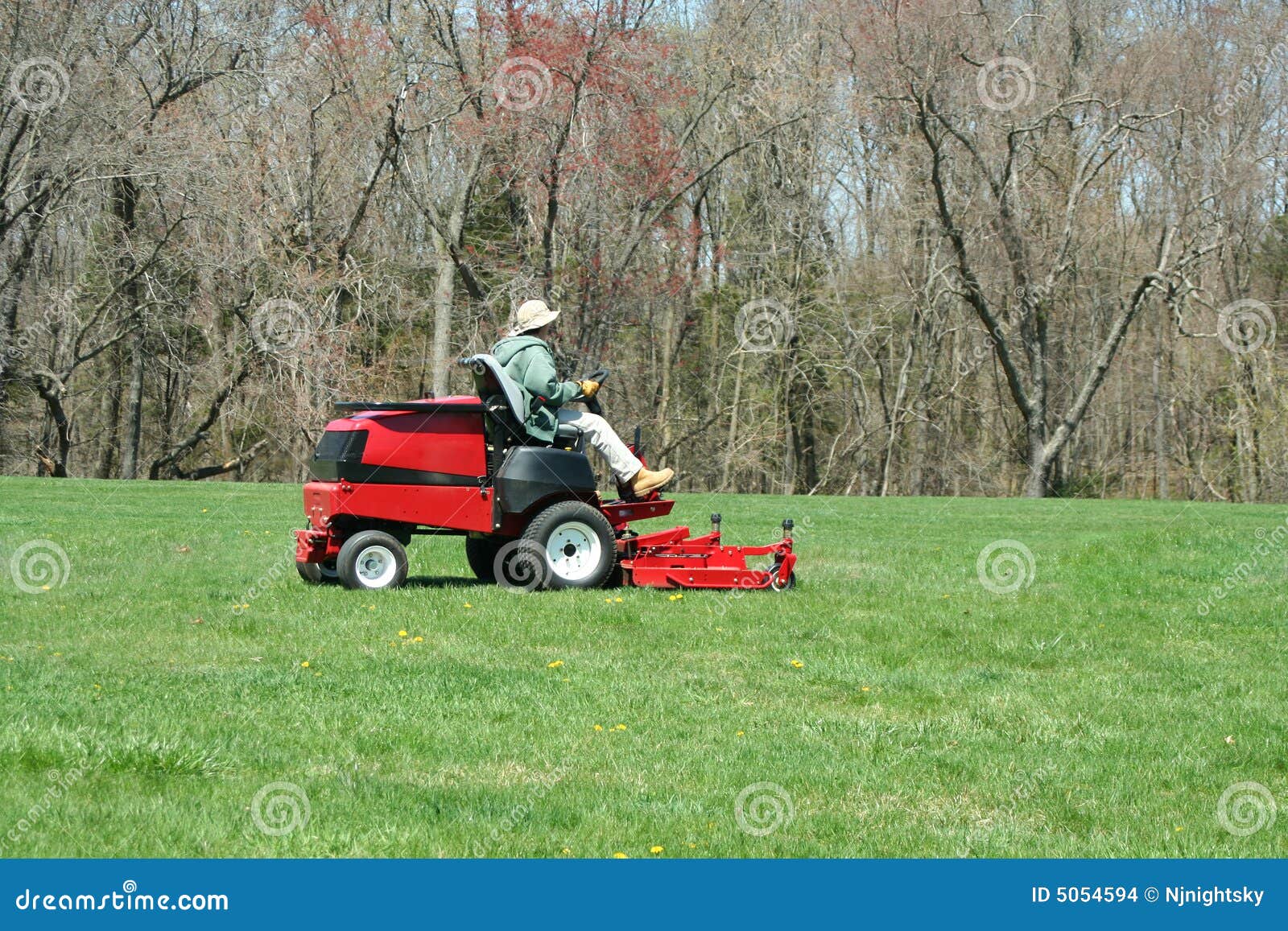 Person Cutting The Lawn On A Riding Mower Stock Images Image 5054594