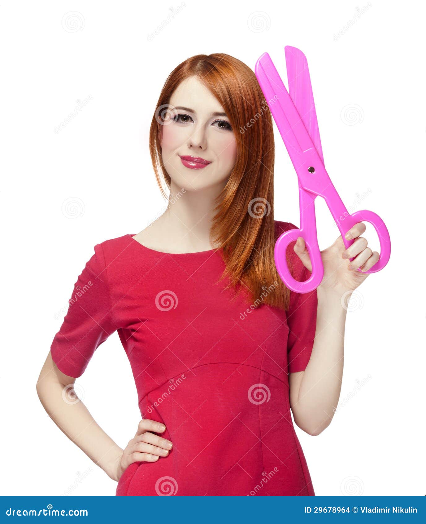 Redhead Girl With Big Scissors Stock Images Image 29678964
