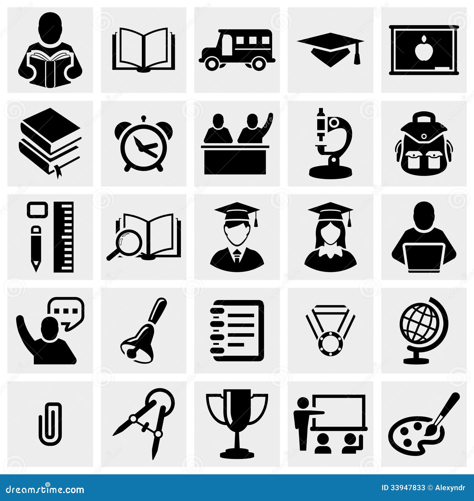 School And Education Vector Icons Set On Gray. Stock Photos - Image ... School And Education Vector Icons Set On Gray. Stock Photos - Image ...