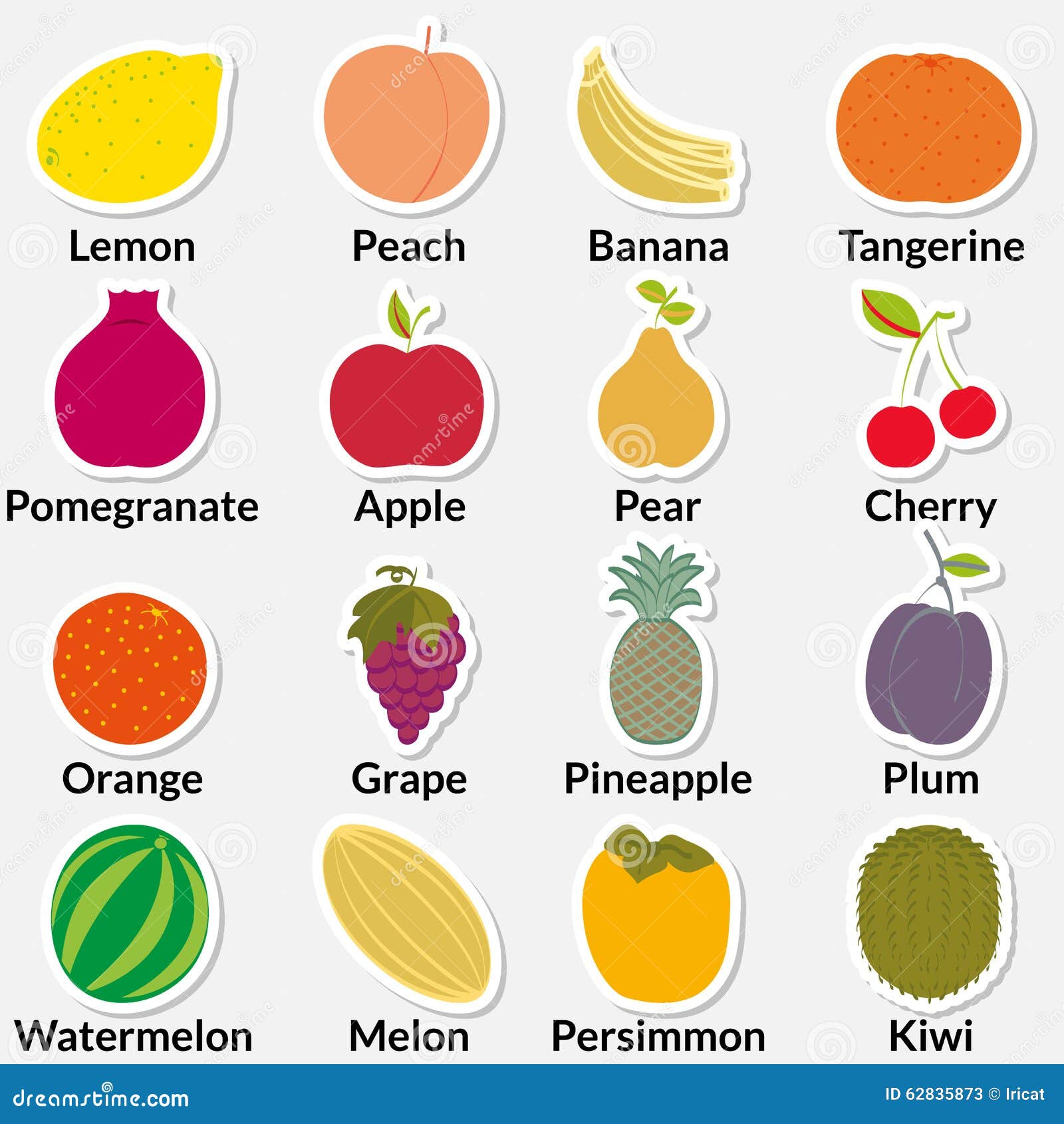 Set Of Flat Colorful Fruits Icons. Stock Vector - Image: 62835873 Set Of Flat Colorful Fruits Icons. Stock Vector - Image: 62835873