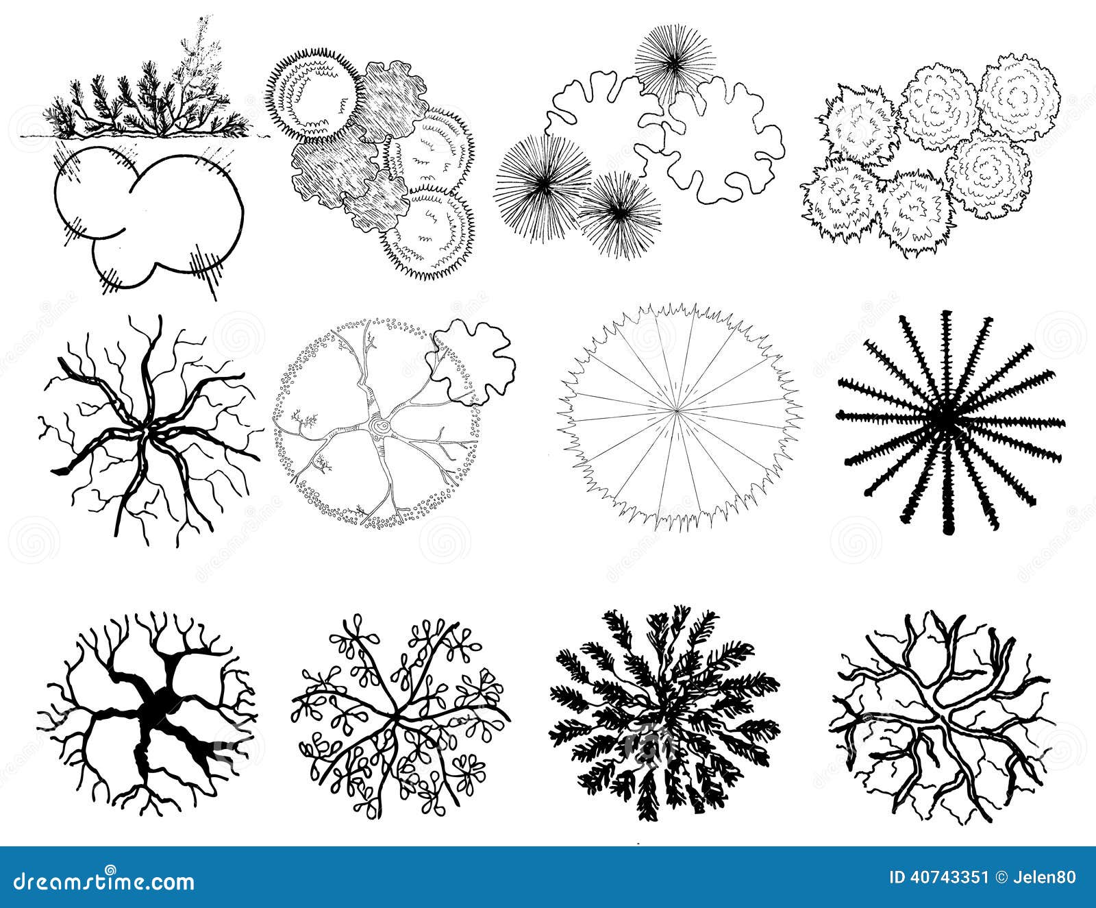 A Set Of Treetop Symbols Stock Vector Image 40743351