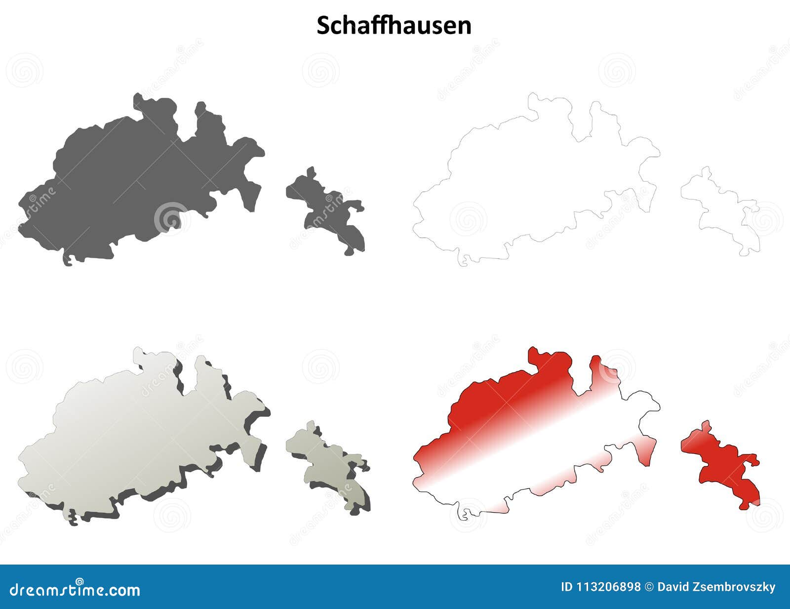 Schaffhausen En Blanco Esquema Detallado Conjunto De Mapas Mapa De