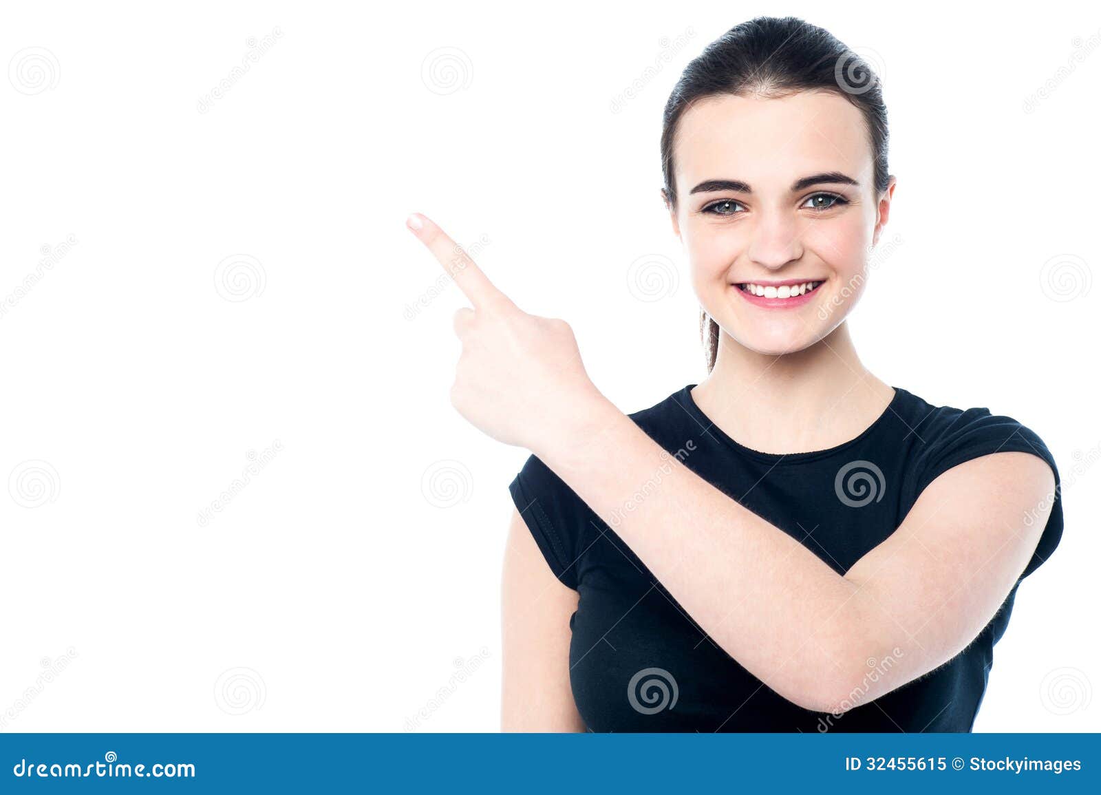 Smiling Young Girl Pointing Away Royalty Free Stock Photo - Image: 32455615 Smiling Young Girl Pointing Away Royalty Free Stock Photo - Image: 32455615