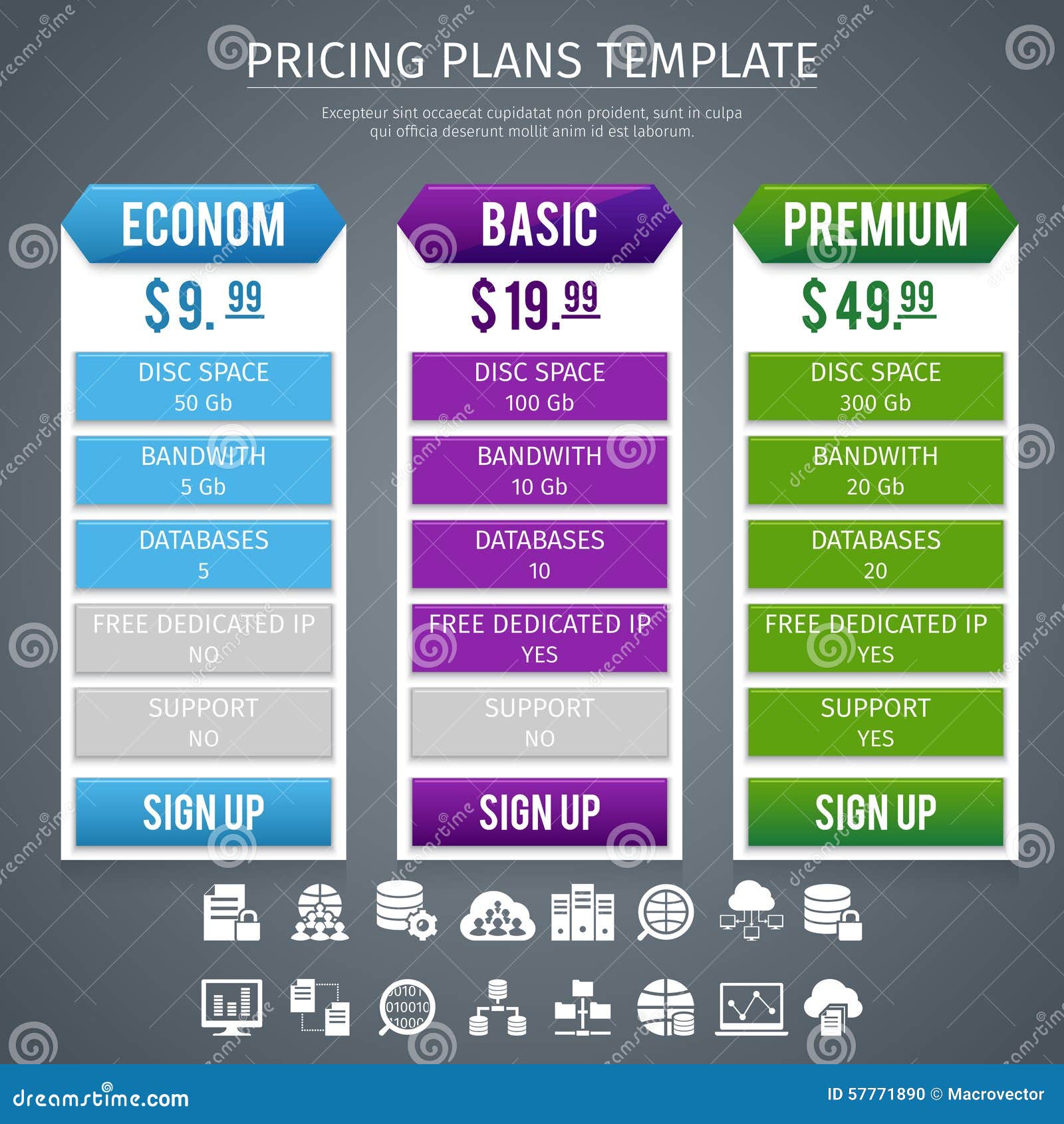 Software Pricing Plans Template Stock Vector - Image: 57771890 Software Pricing Plans Template Stock Vector - Image: 57771890