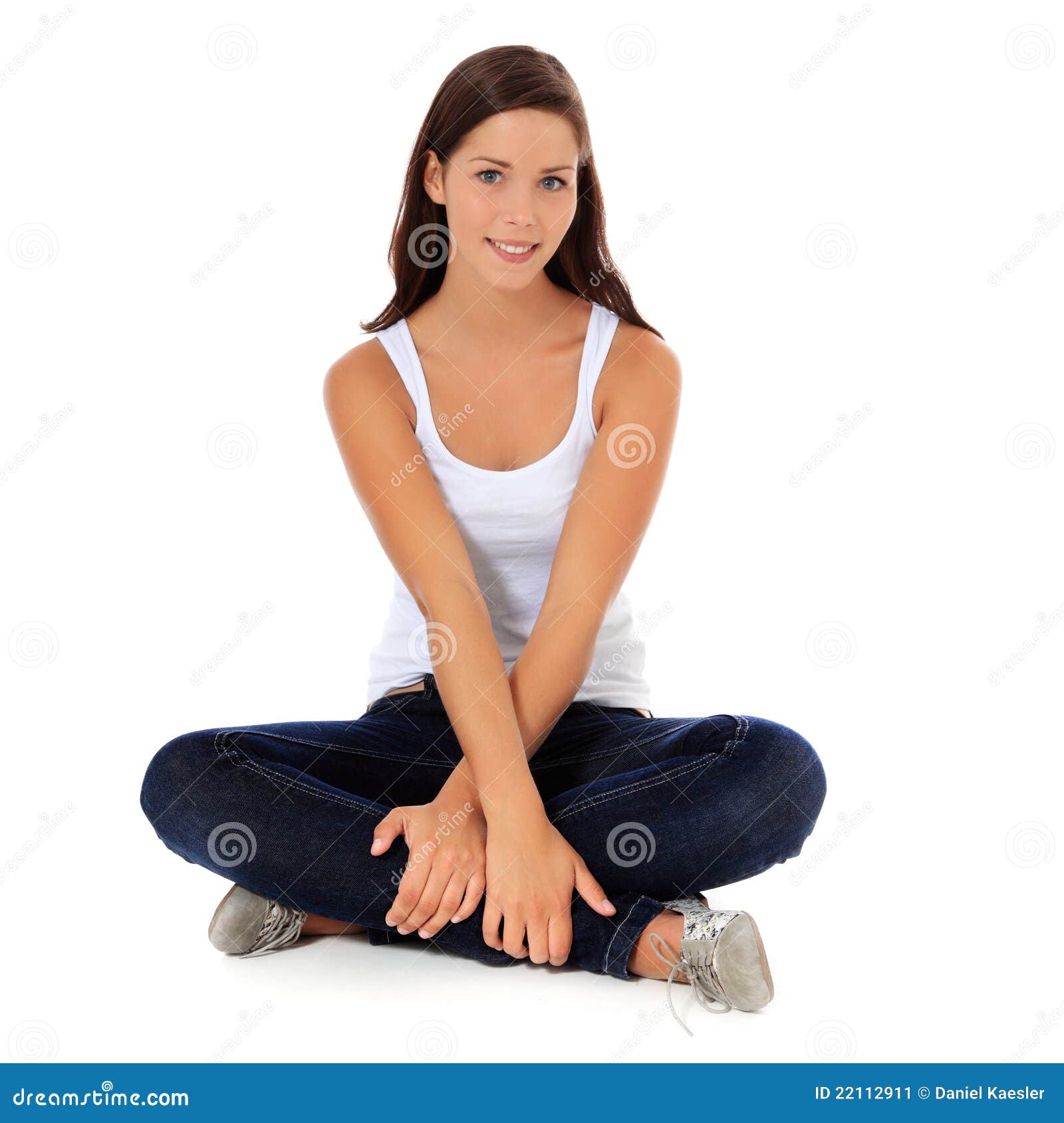 Teenage Girl Sitting On The Floor Stock Image Image 22112911