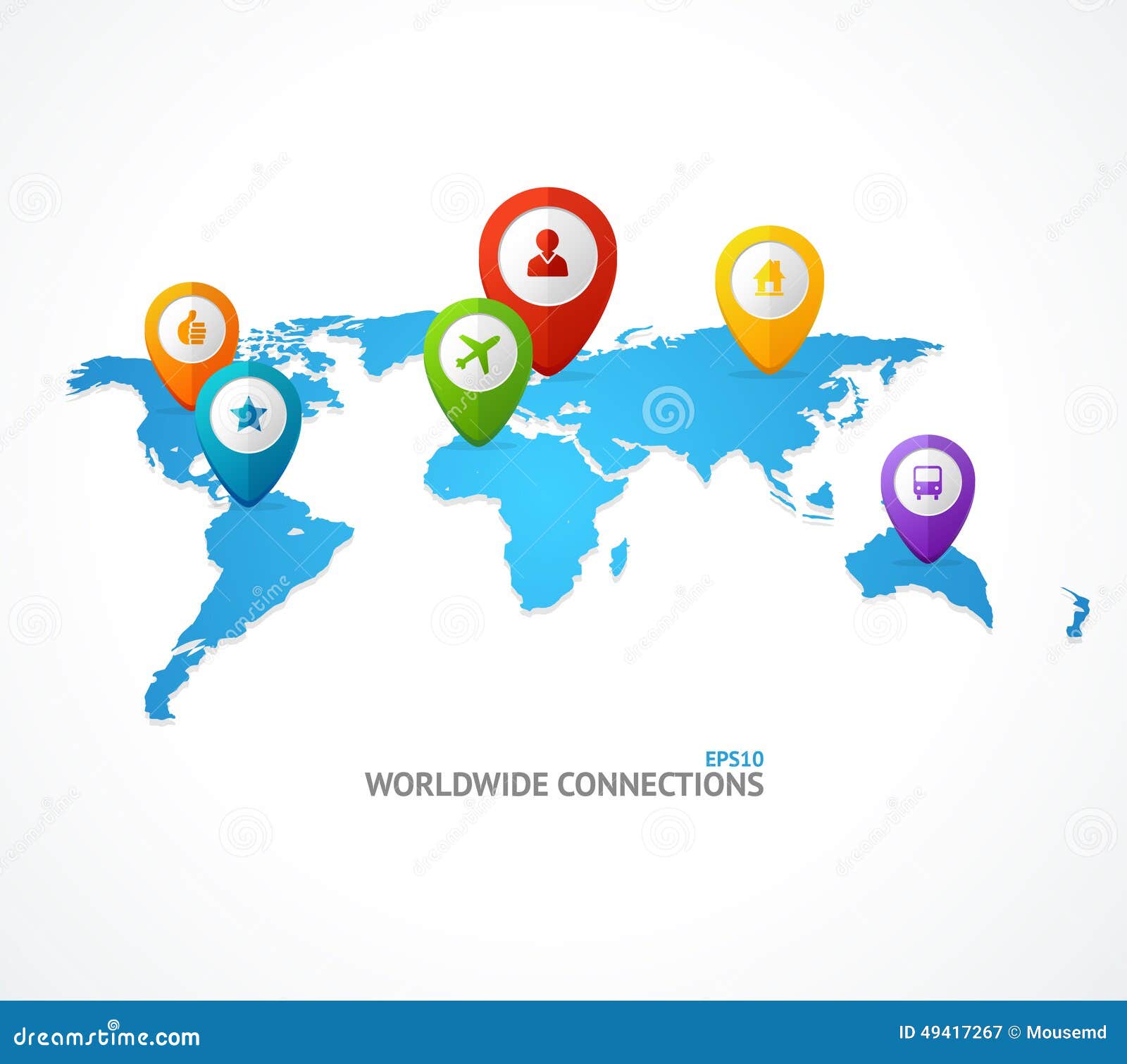 Vector World Map With Color Geo Location Pin Stock Vector - Image: 49417267 Vector World Map With Color Geo Location Pin Stock Vector - Image: 49417267