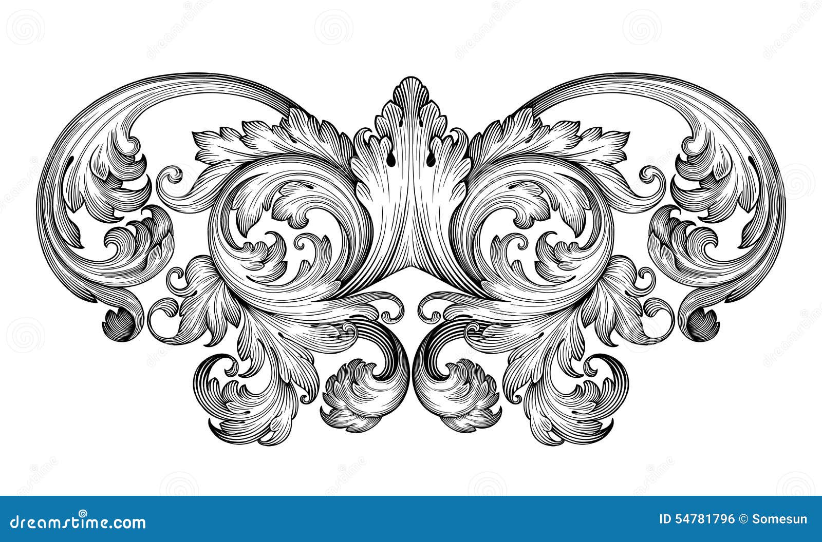 Vintage Baroque Frame Scroll Ornament Vector Stock Vector Image 54781796