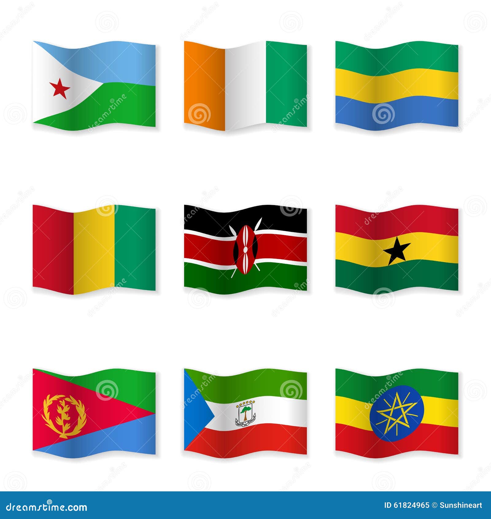 Waving Flags Of Different Countries Stock Vector Image 61824965