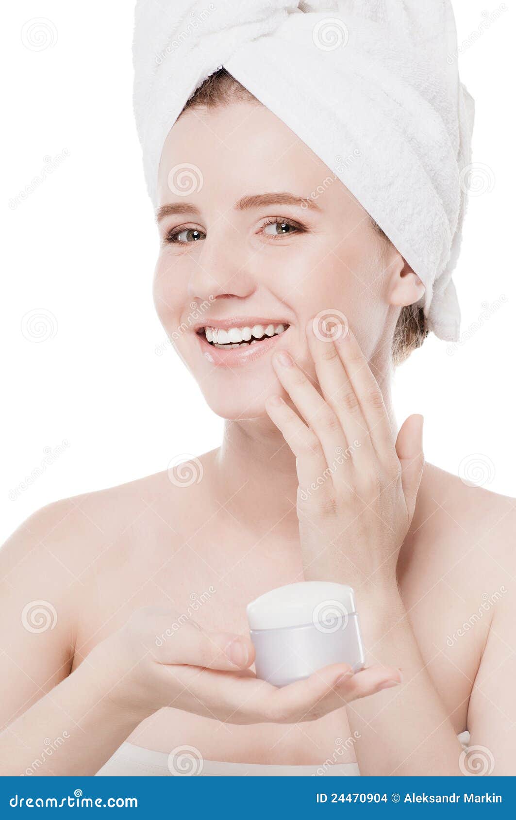 Woman Applying Moisturizer Cream On Face Stock Images Image 24470904