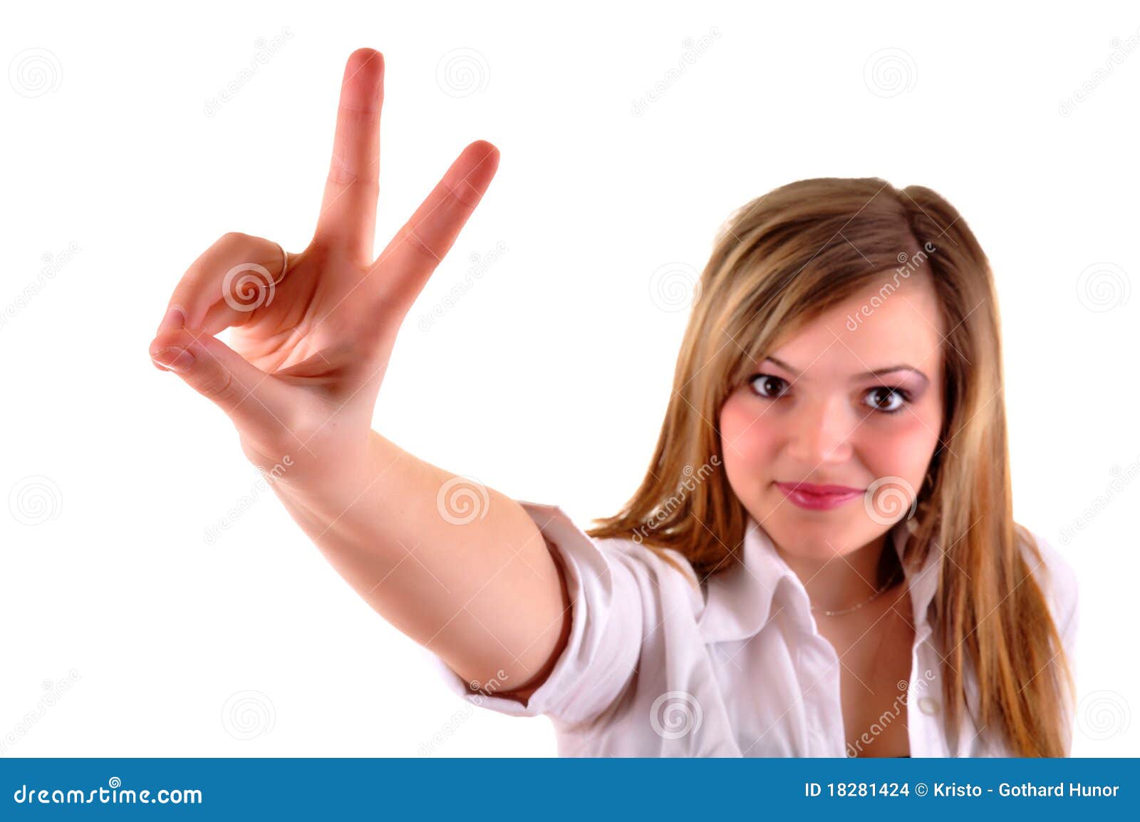 Woman Showing Victory Sign Stock Images Image 18281424