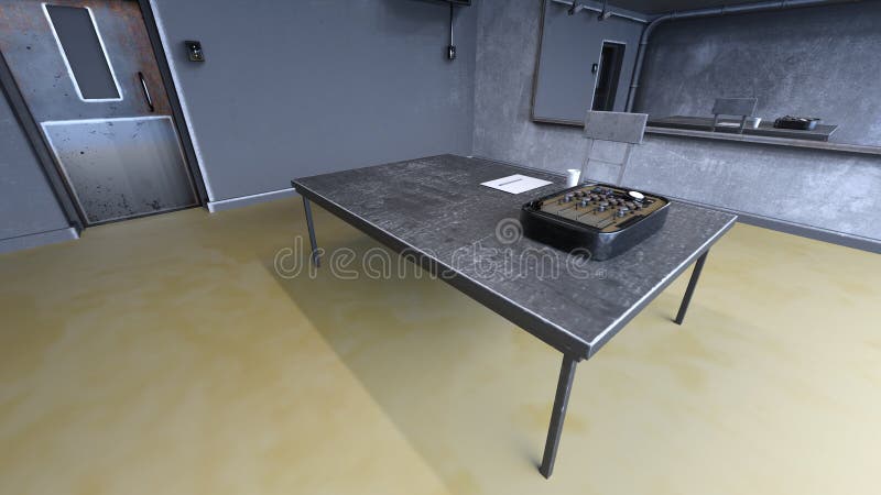 Sala De Interrogatorio En La Comisaría, Interior Vacío Para Interrogar ...