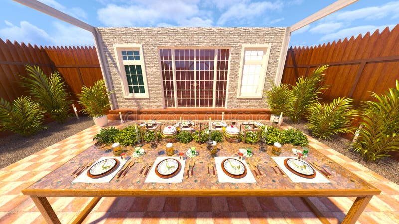 3.ª Representación De La Terraza De La Azotea Stock de ilustración ...