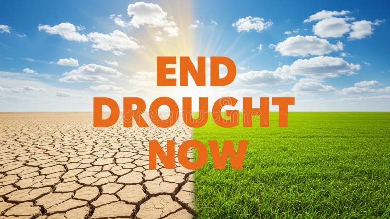 End Drought Now Orange Text Stock Illustration - Illustration of drink ...