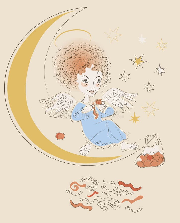 Ángel con los mandarines ilustración del vector. Ilustración de saludo ...