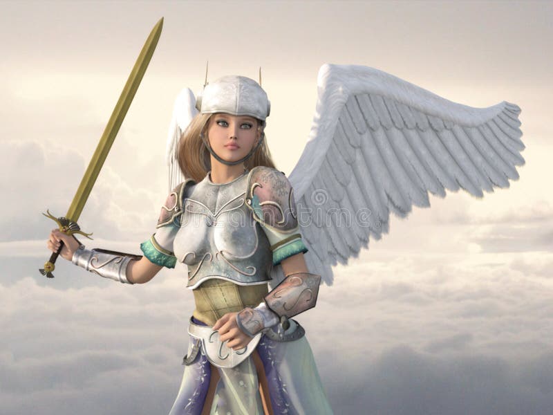 ángel Con Espada. Dibujo De Lápiz Stock de ilustración - Ilustración de ...