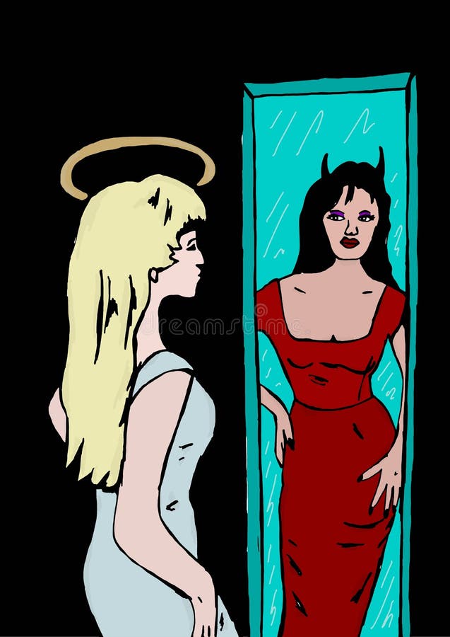 Ángel o diablo stock de ilustración. Ilustración de malo - 55633682