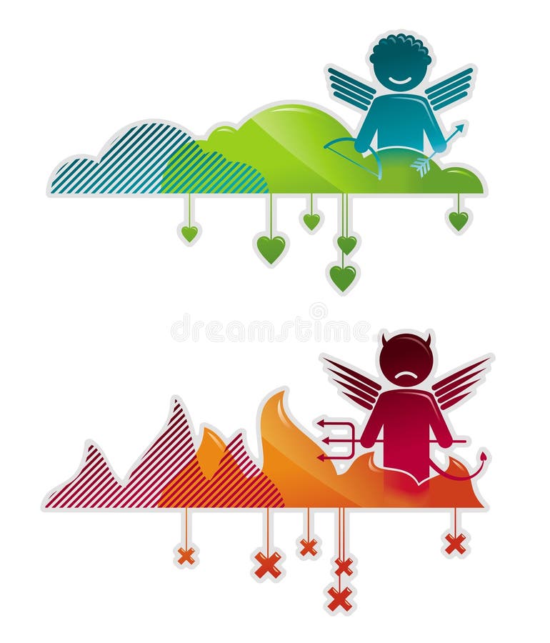 Ángel y diablo ilustración del vector. Ilustración de dios - 3094577
