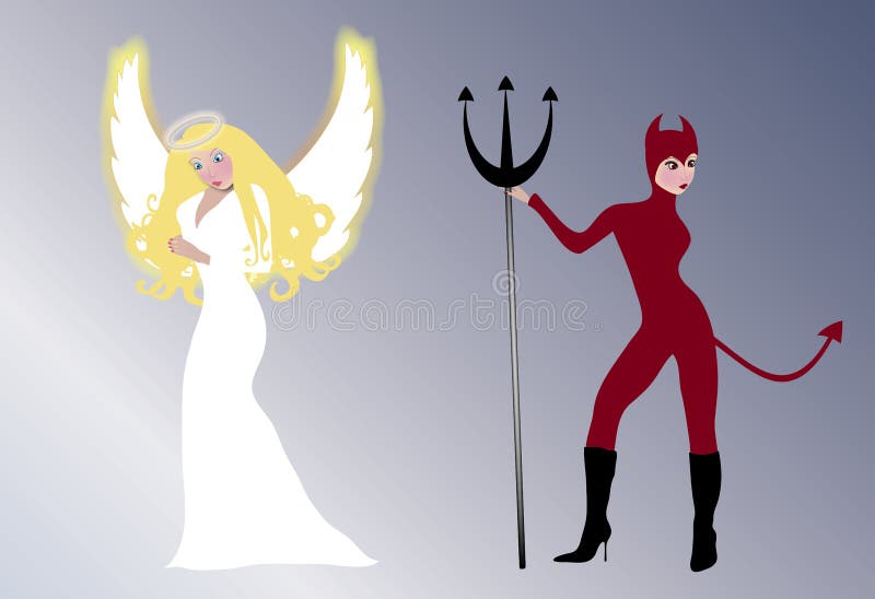 Ángel y diablo stock de ilustración. Ilustración de femenino - 3311569