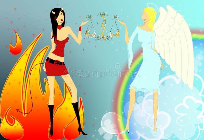 Ángel y diablo stock de ilustración. Ilustración de cielo - 499363