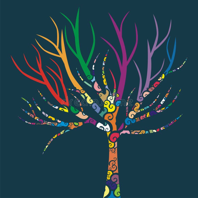 Árbol coloreado ilustración del vector. Ilustración de elegancia - 7169730