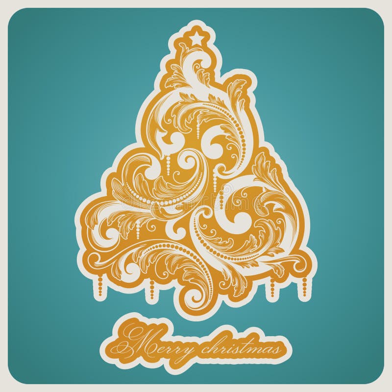 Árbol De Navidad Barroco Elegante Del Estilo. Ilustración del Vector ...