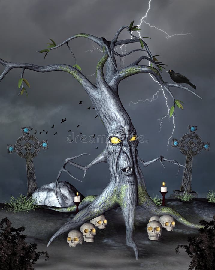 Árbol del horror stock de ilustración. Ilustración de muerto - 45883988